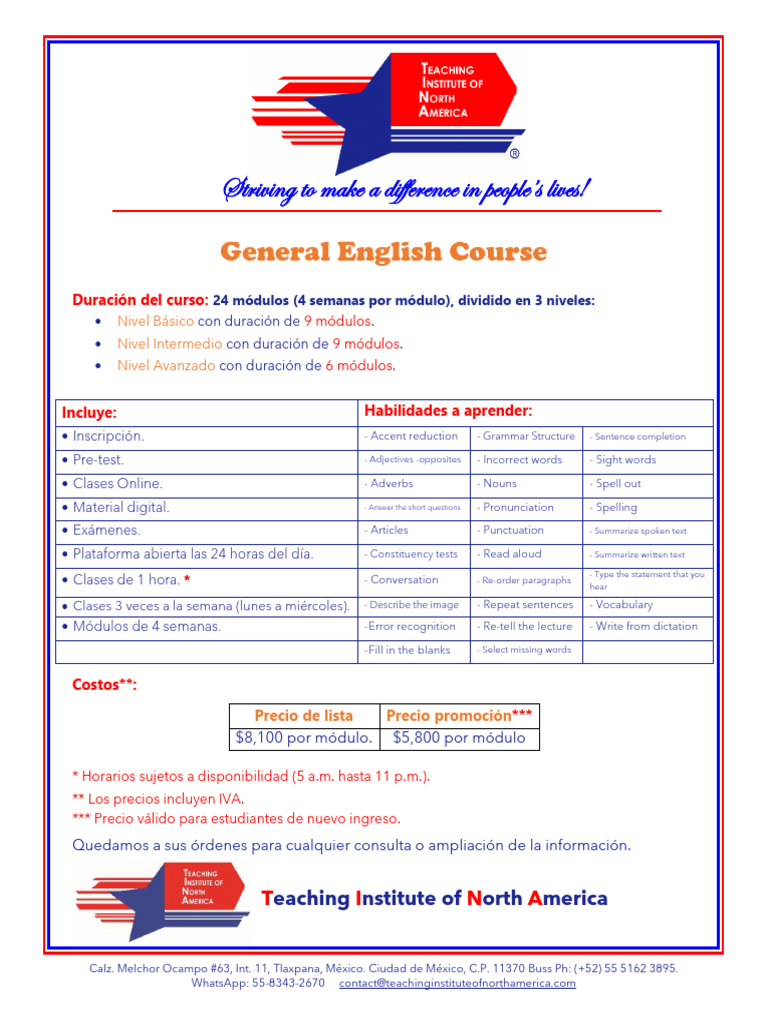 1. General English Classes | PDF