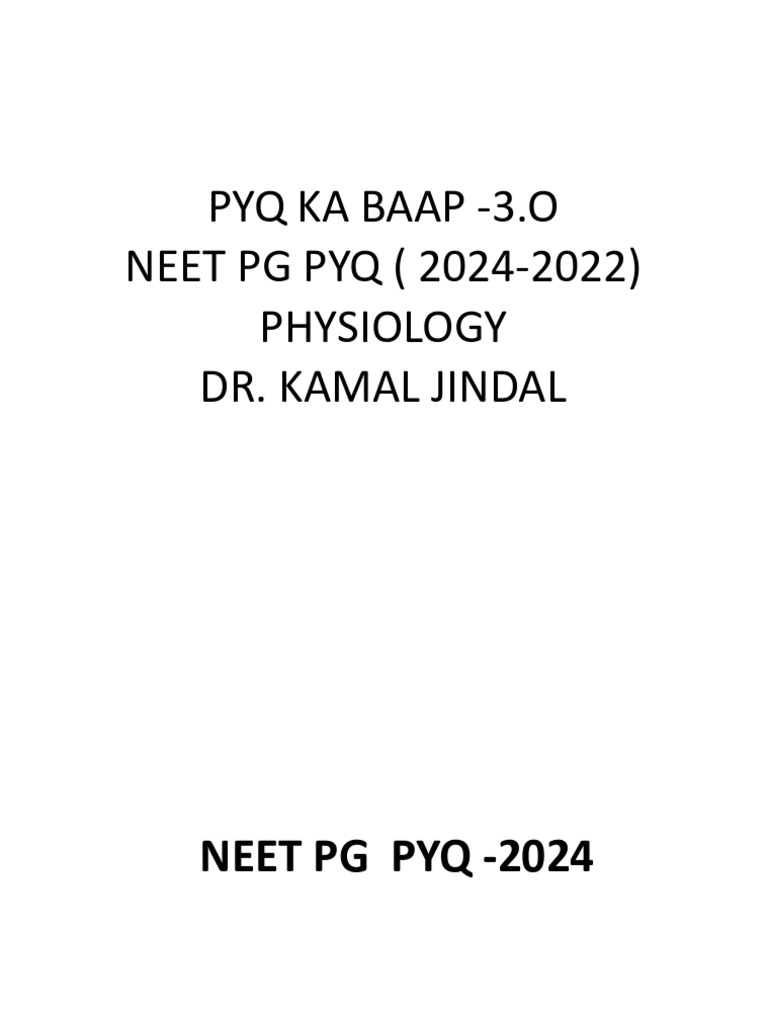 NEET PG 2024 Physiology PYQs Analysis | PDF | Taste | Pain