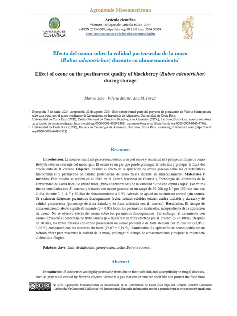 Effect of Ozone on the Postharvest Quality of Blackberry Rubus ...
