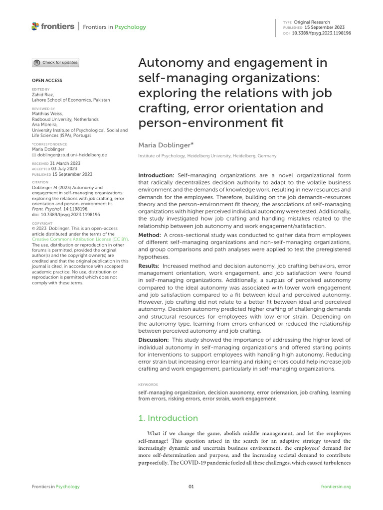 Doblinger, 2023) | PDF | Job Satisfaction | Autonomy