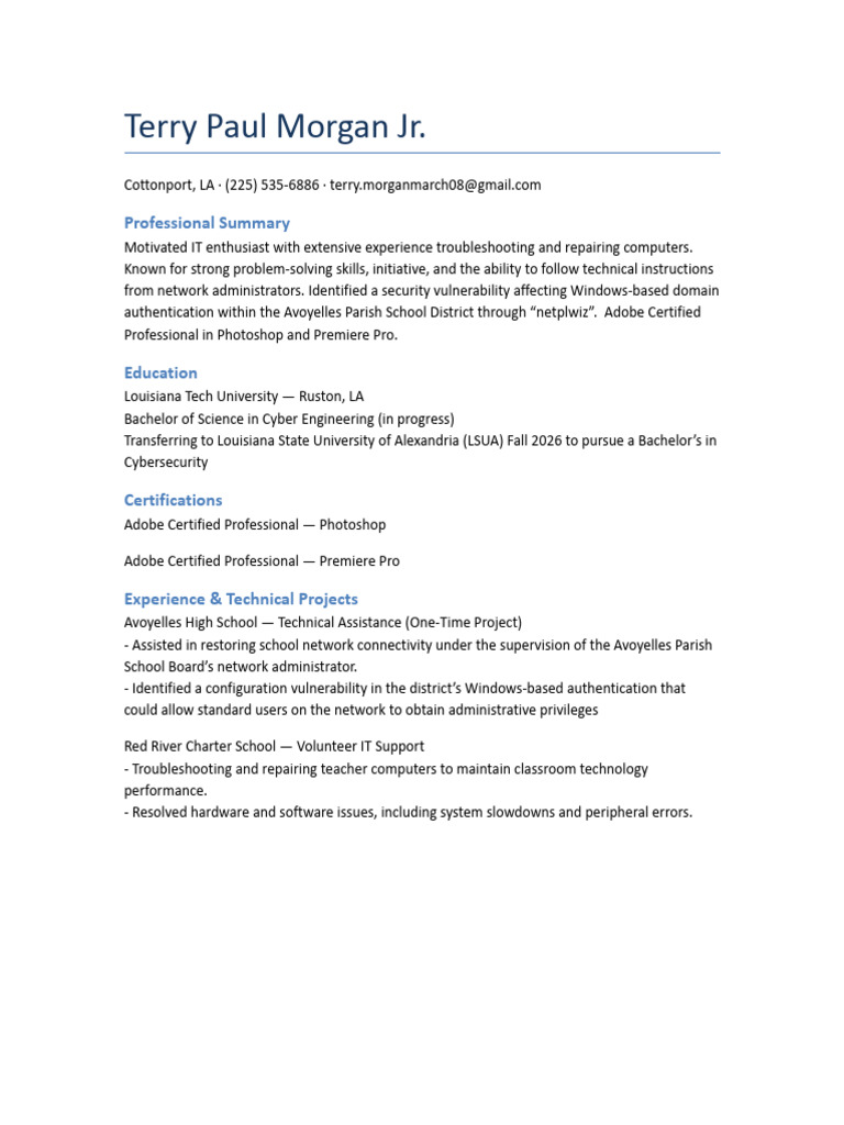 Resume - Terry Morgan | PDF