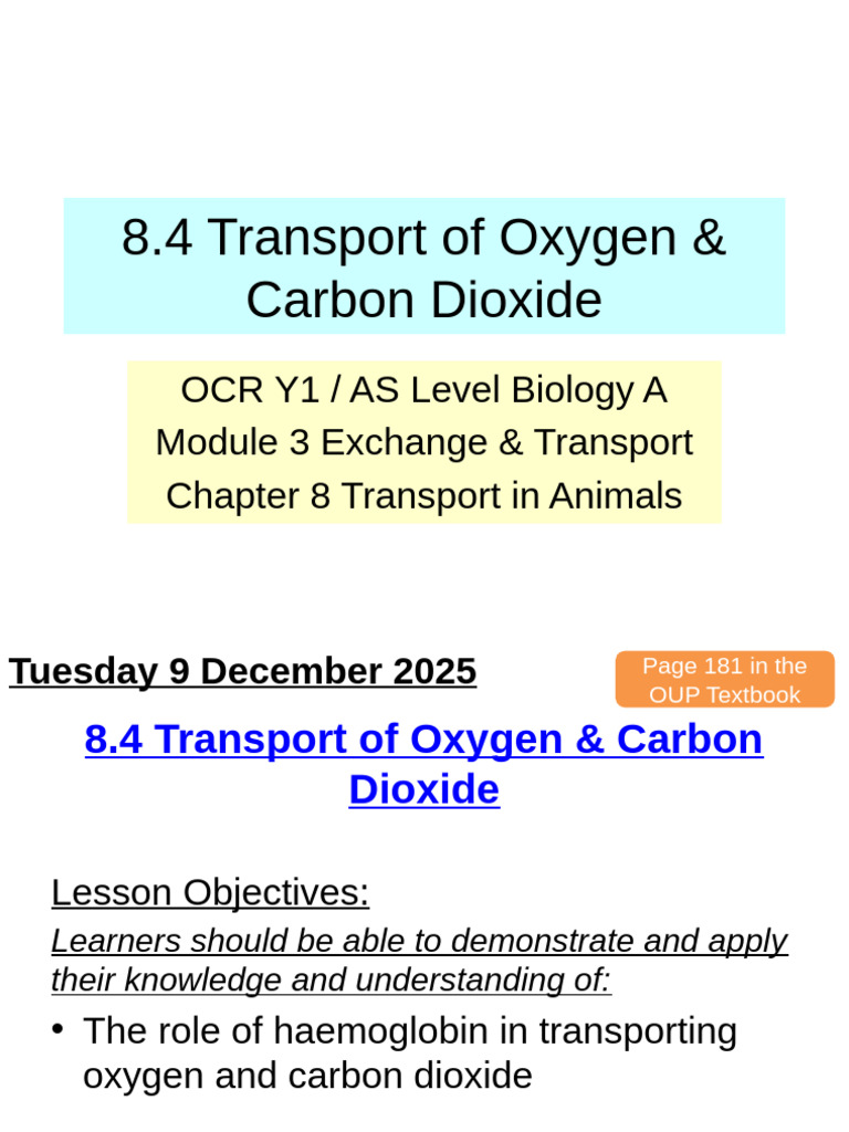Oxygen & Carbon Dioxide Transport in Biology | PDF | Hemoglobin | Red ...