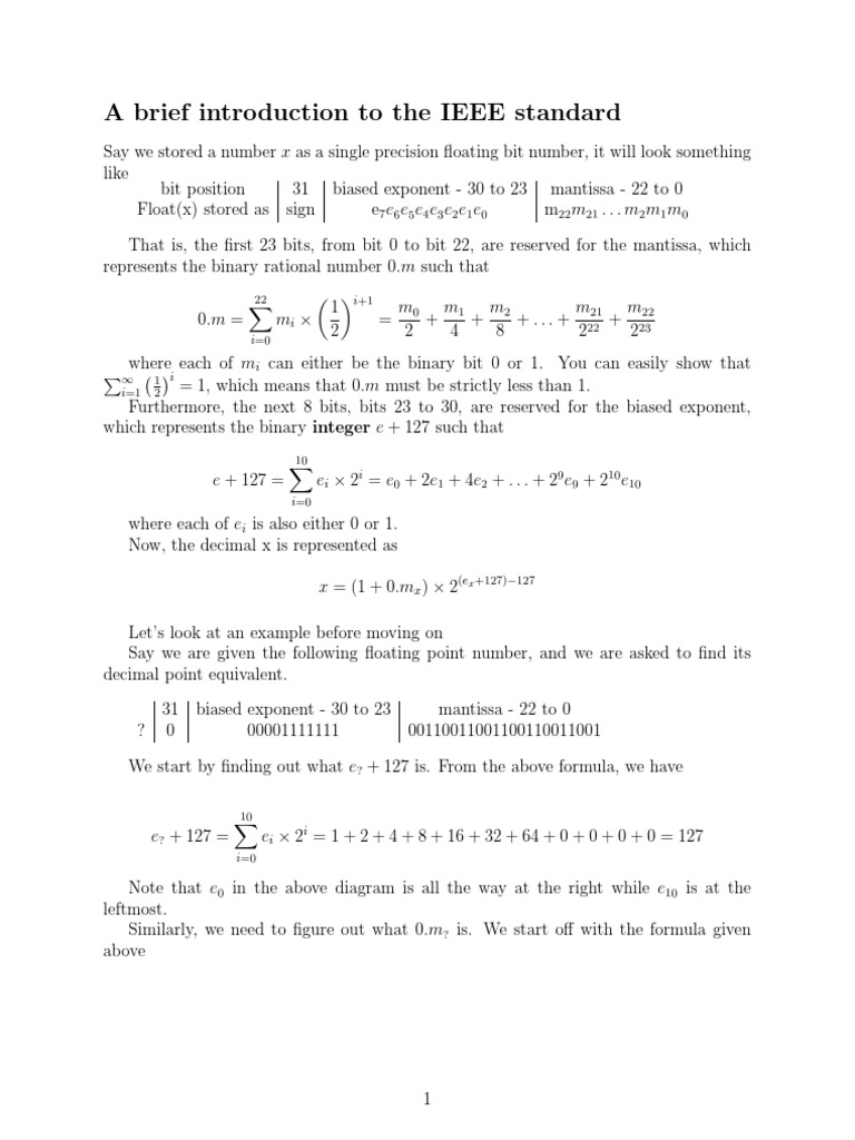 A Brief Introduction To The IEEE Standard | PDF | Exponentiation ...