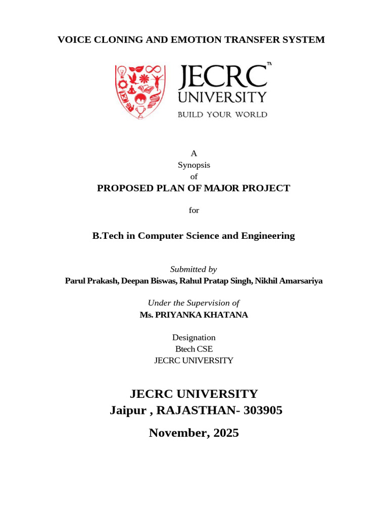 Synopsis Cover Page | PDF
