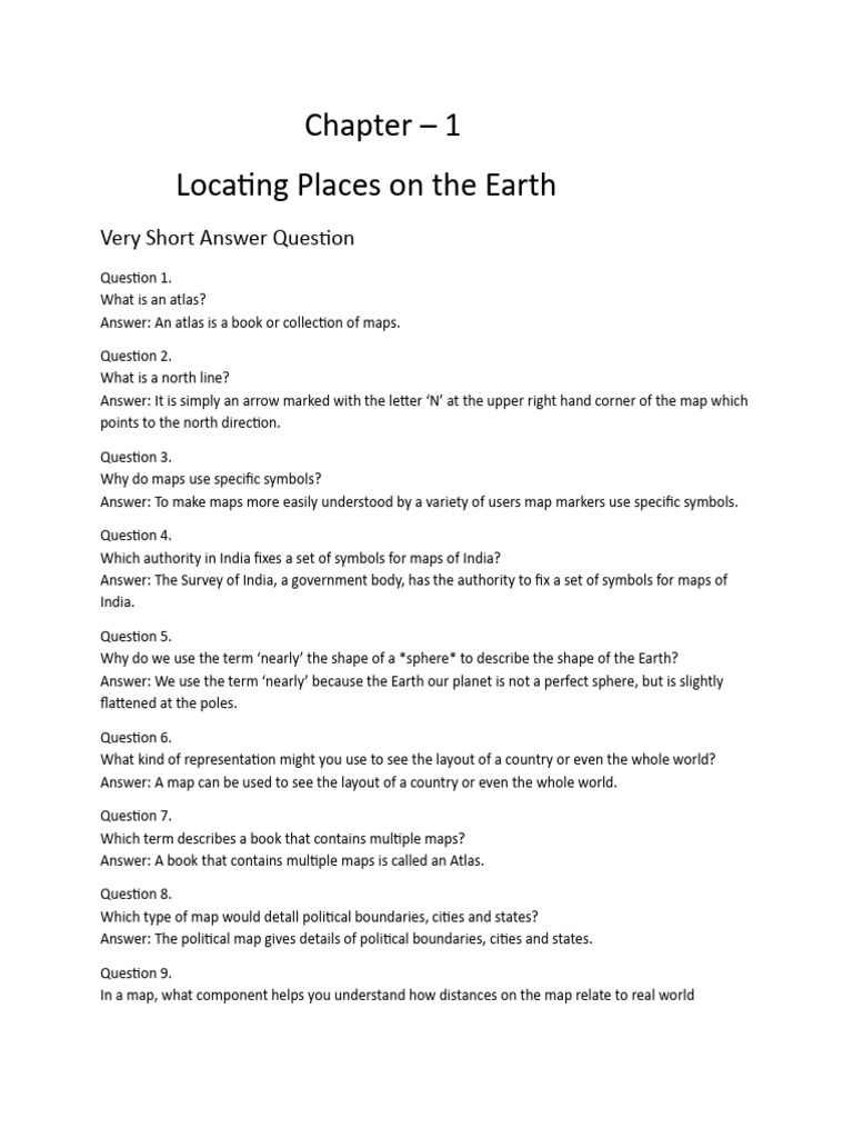Chapter-1 Locating Places On The Earth | PDF | Longitude | Map