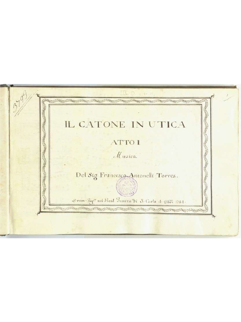 CATONE IN UTICA Antonelli Torres - Ouverture | PDF