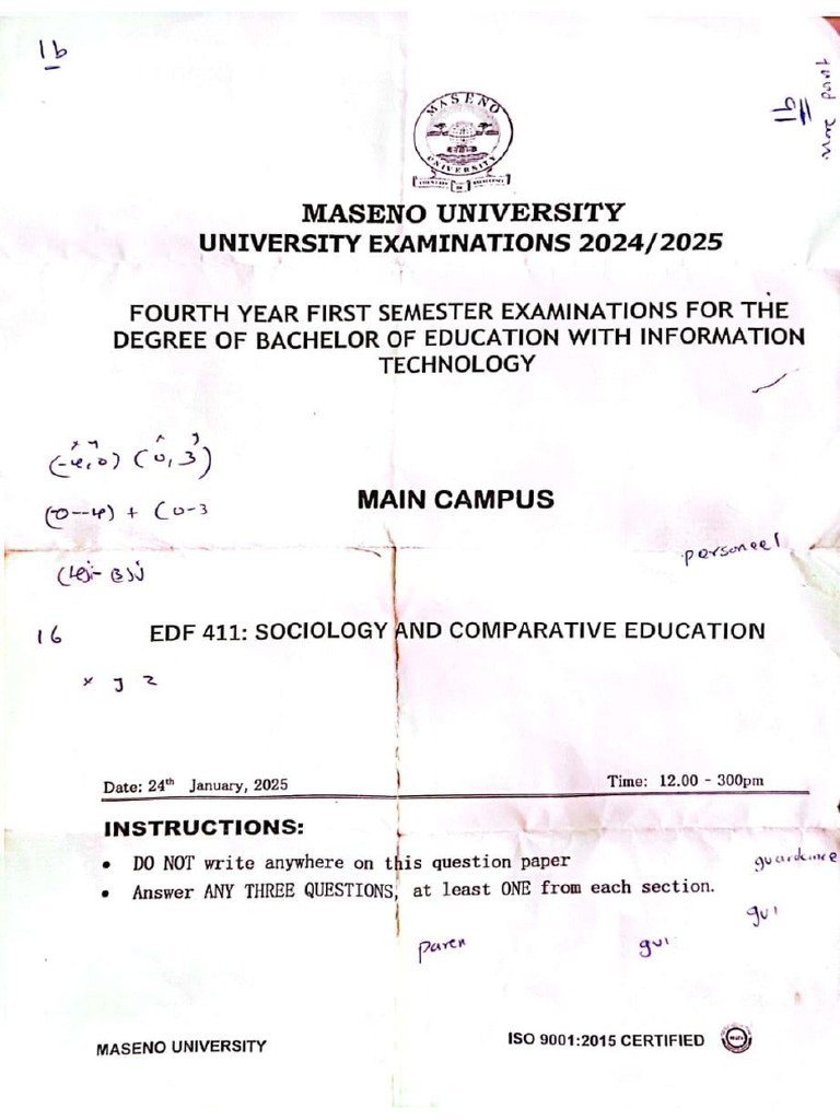 Edf 411 2024-2025 Past Paper | PDF