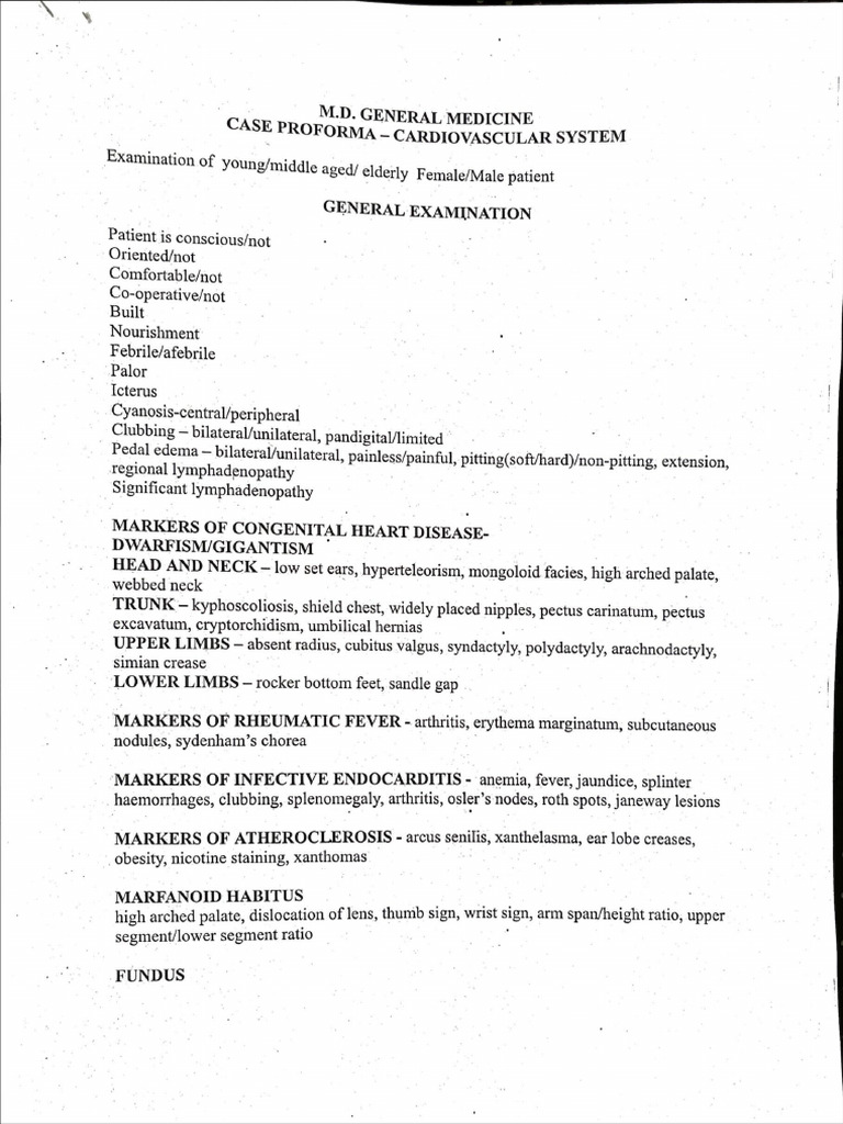 CVS Case Sheet 2025 | PDF