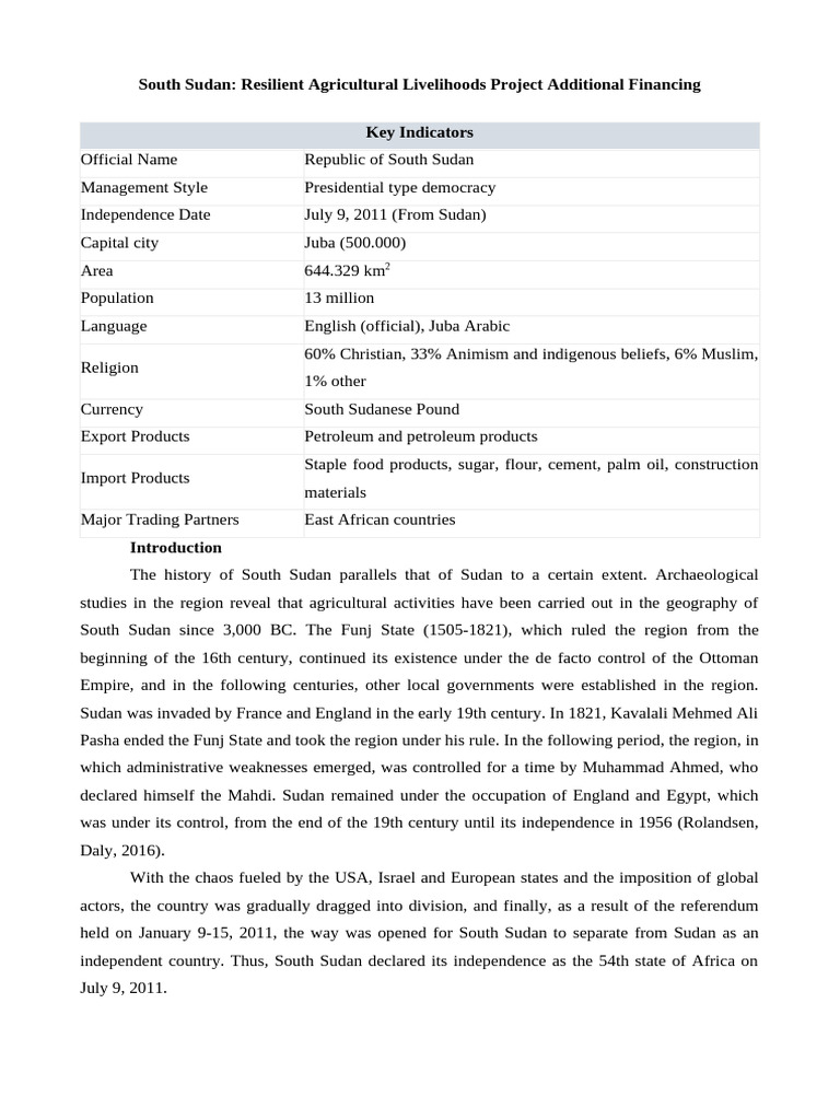 South Sudan-project (Updated) | PDF | Agriculture | Sudan