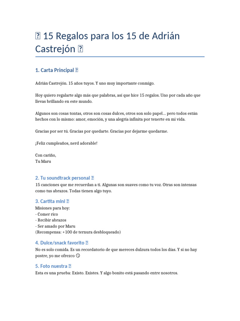 15 Regalos para Adrian Castrejon | PDF