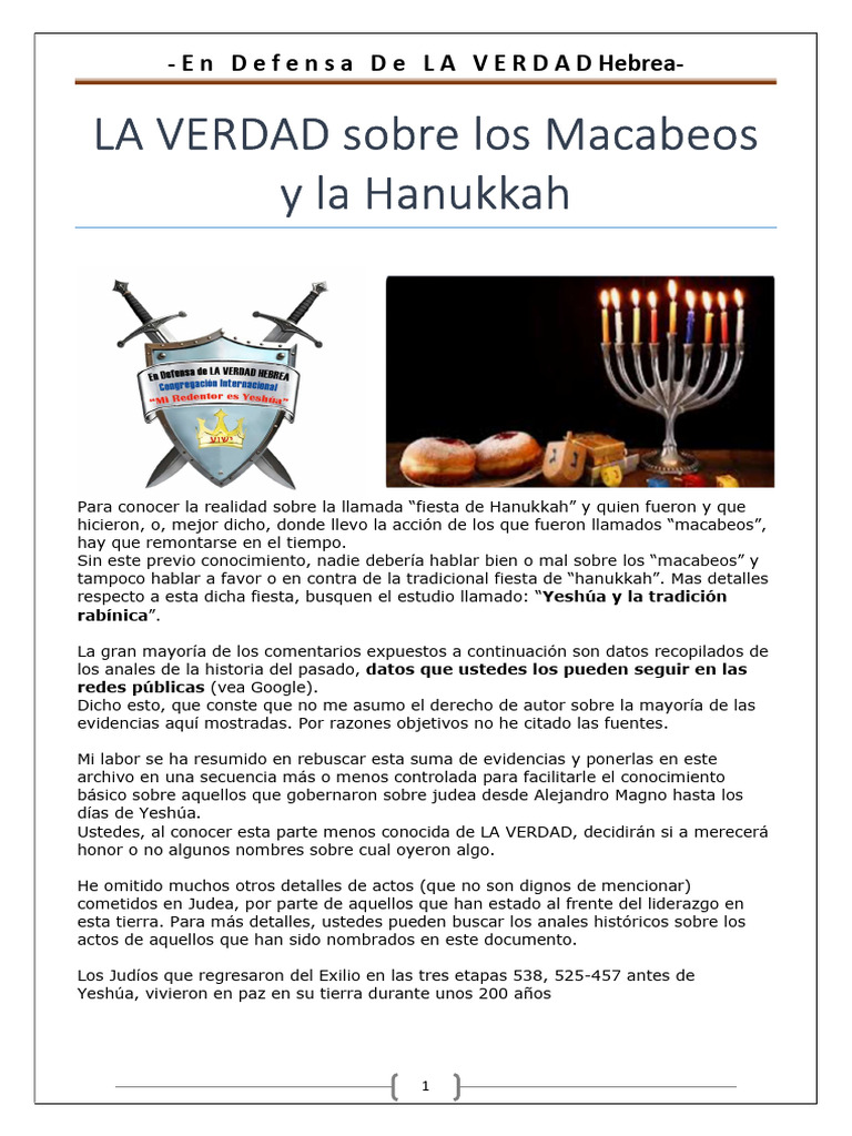 LA VERDAD Sobre Los Macabeos y La Hanukkah | PDF | Macabeos