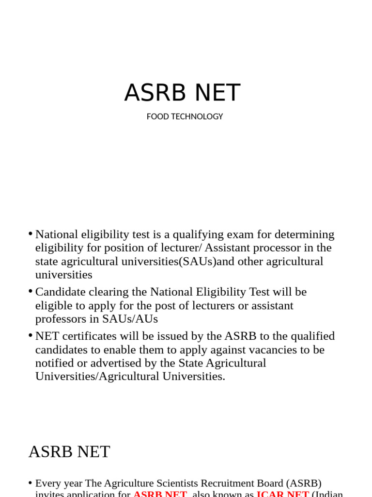 ASRB NET | PDF