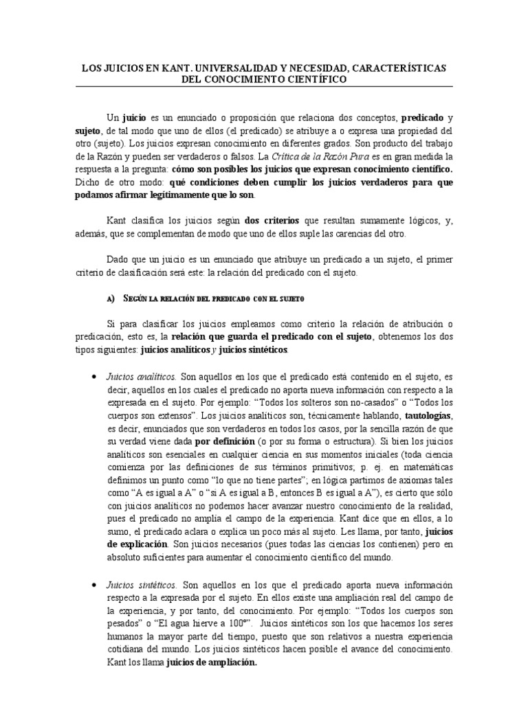 Los Juicios en Kant | PDF | A priori y a posteriori | Conocimiento