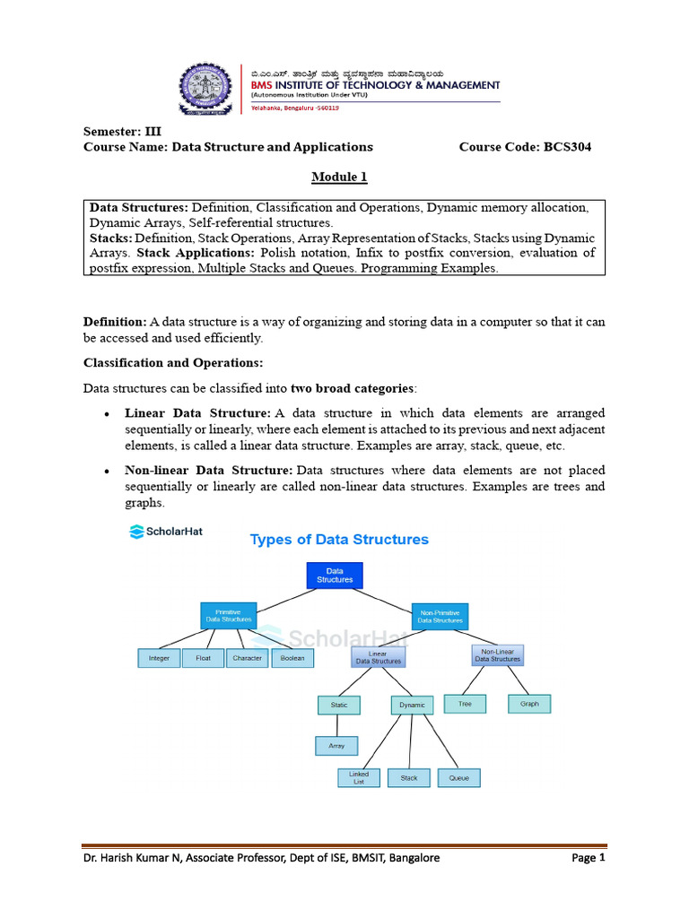 DSA Module 1 | PDF | Pointer (Computer Programming) | Computer Science