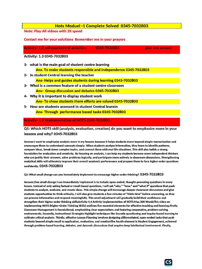 Hots Module 1 100% Complete and Authentic | PDF