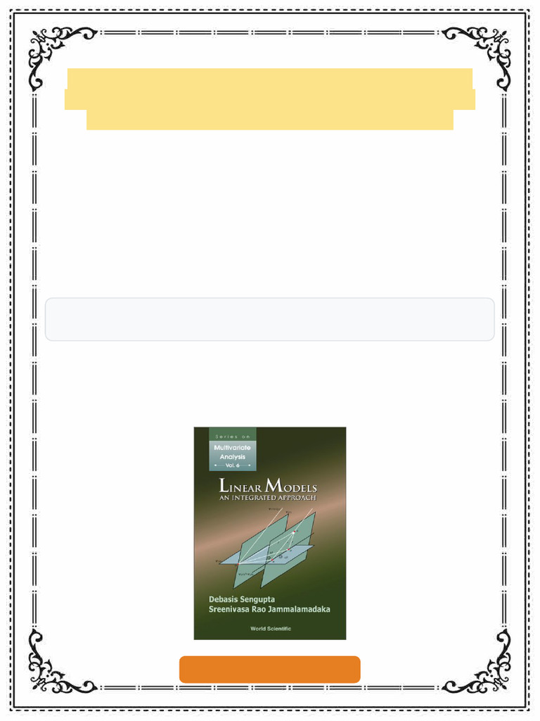 Linear Models An Integrated Approach 1st Edition Sreenivasa Rao ...