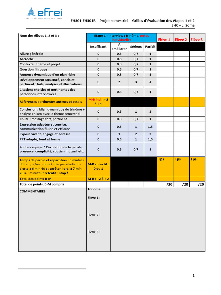 Projet semestriel-Grilles dévaluation des oraux_FH301-FH301B_Efrei-SHC ...