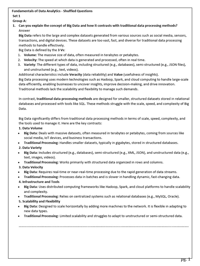 Big Data vs. Traditional Data Processing | PDF | Variance | Standard ...