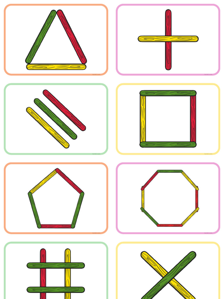 Eyfs Lolly Stick Shape and Pattern Cards Ver 1 | PDF
