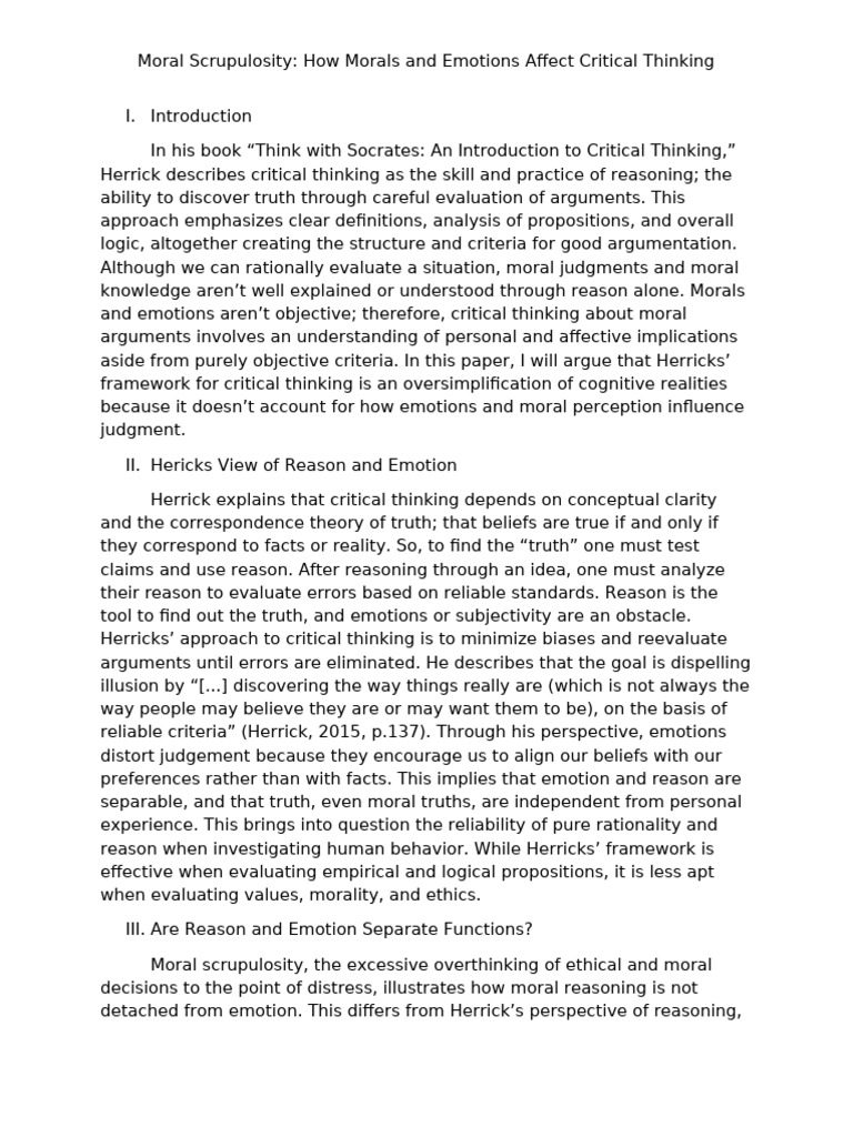 Moral Scrupulosity and Critical Thinking | PDF | Reason | Critical Thinking
