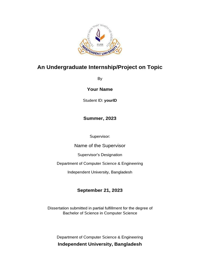Copy of CSE499 -- Internship_Report_Template_for_IUB (Summer-23) | PDF