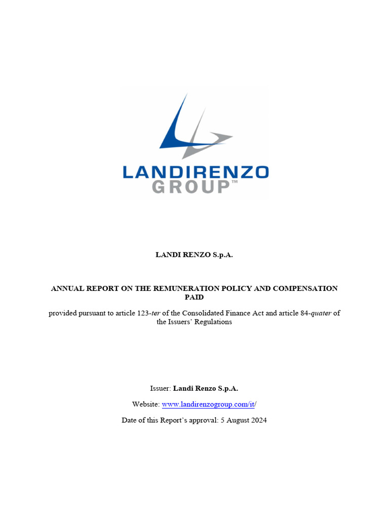 Report On The Remuneration Policy and Compensation Paid 2023 1 | PDF ...