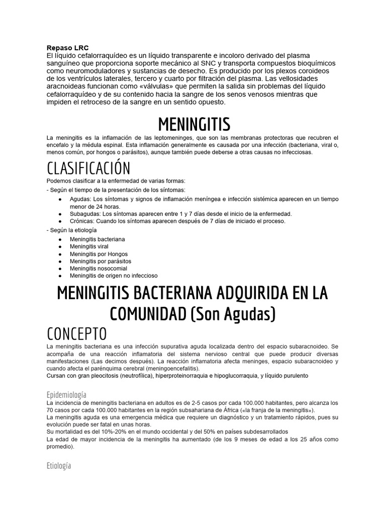 Meningitis: Causas, Síntomas y Tratamiento | PDF | Meningitis | Inflamación