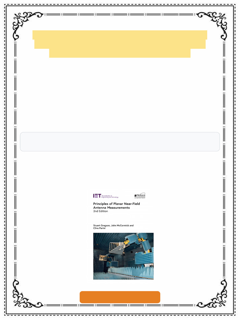 Principles of Planar Near Field Antenna Measurements 2nd Edition Stuart ...