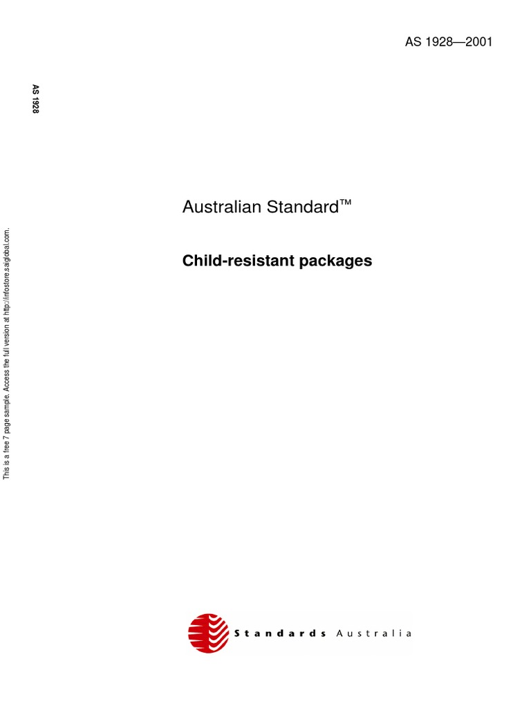 As 1928-2001 Child-Resistant Packages | PDF | Packaging And Labeling | Australia