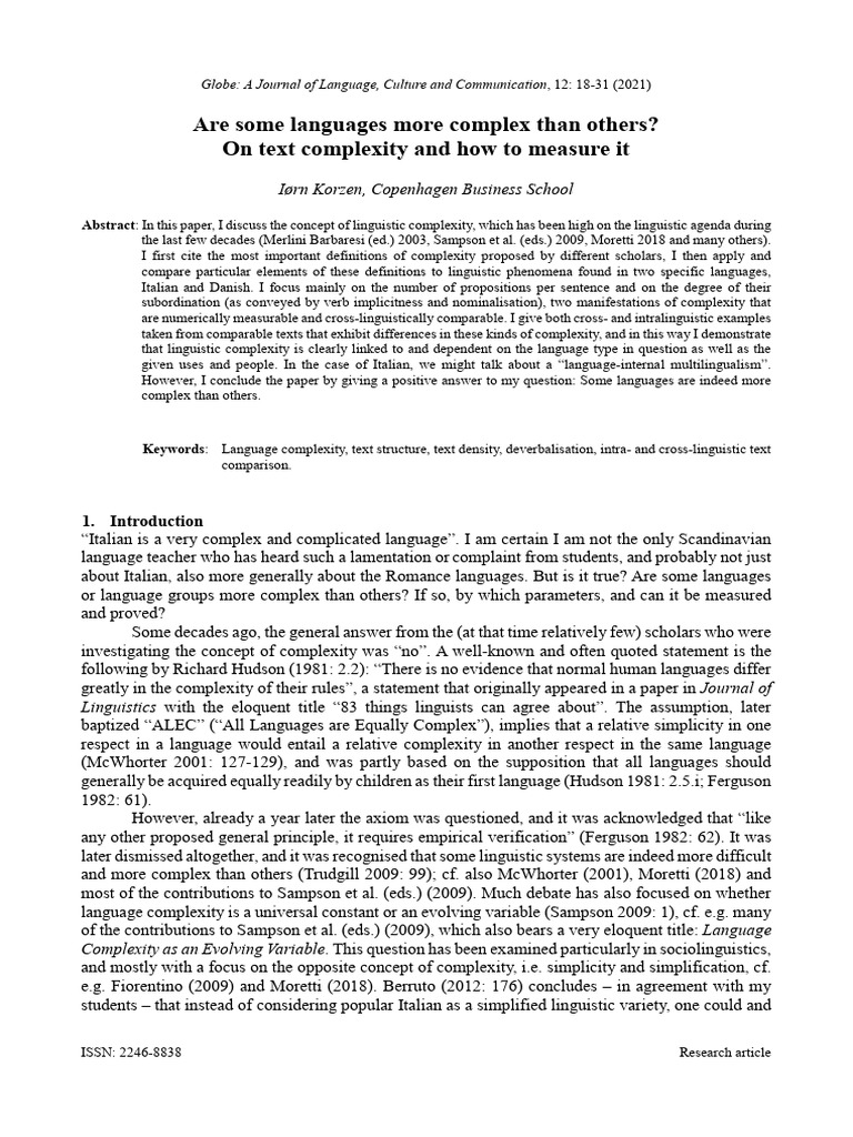 Are Some Languages More Complex Than Oth | PDF | Second Language ...