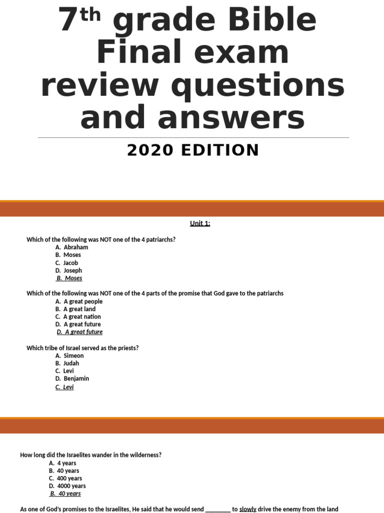 7th Grade Bible Exam Review 2020 | PDF | Babylonian Captivity | Saul