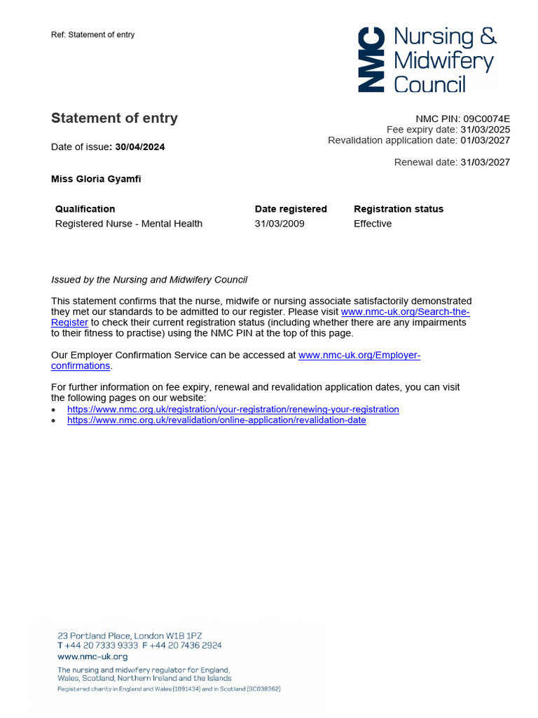 Statement of Entry | PDF