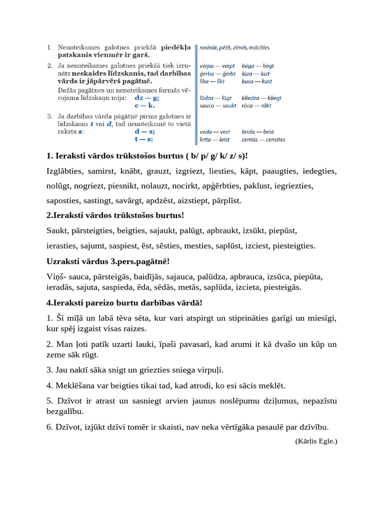 Uzdevumi Darbības Vārdi Divdabji 2 | PDF