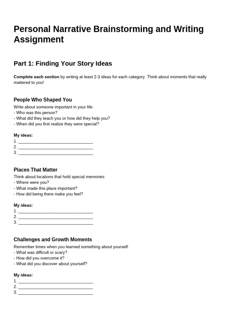 Personal Narrative Writing Guide | PDF | Senses | Odor