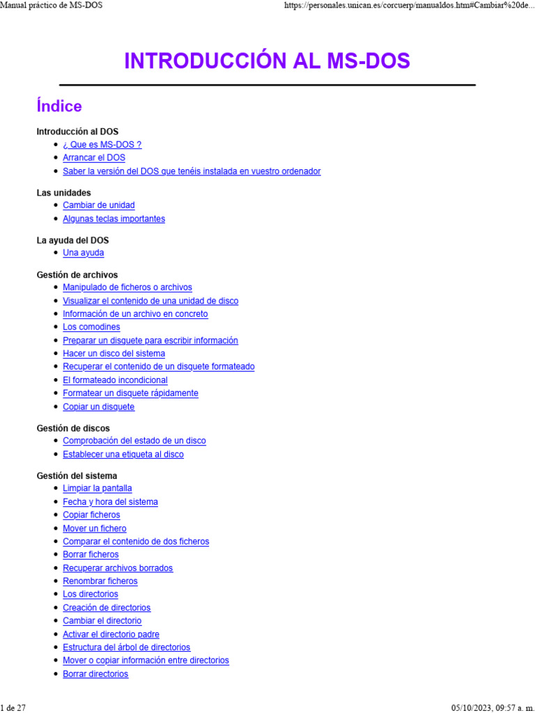 Manual Práctico de MS-DOS | PDF | Archivo de computadora | Dos