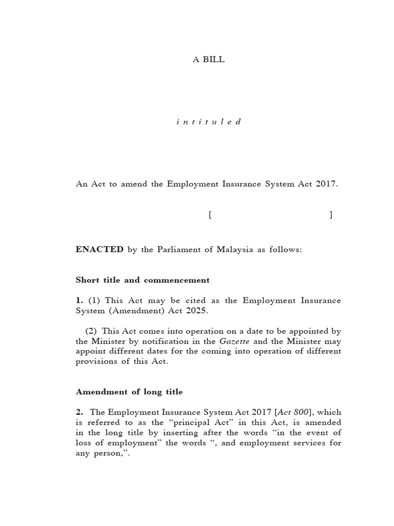 Employment Insurance Amendment Act 2025 | PDF | Employment ...