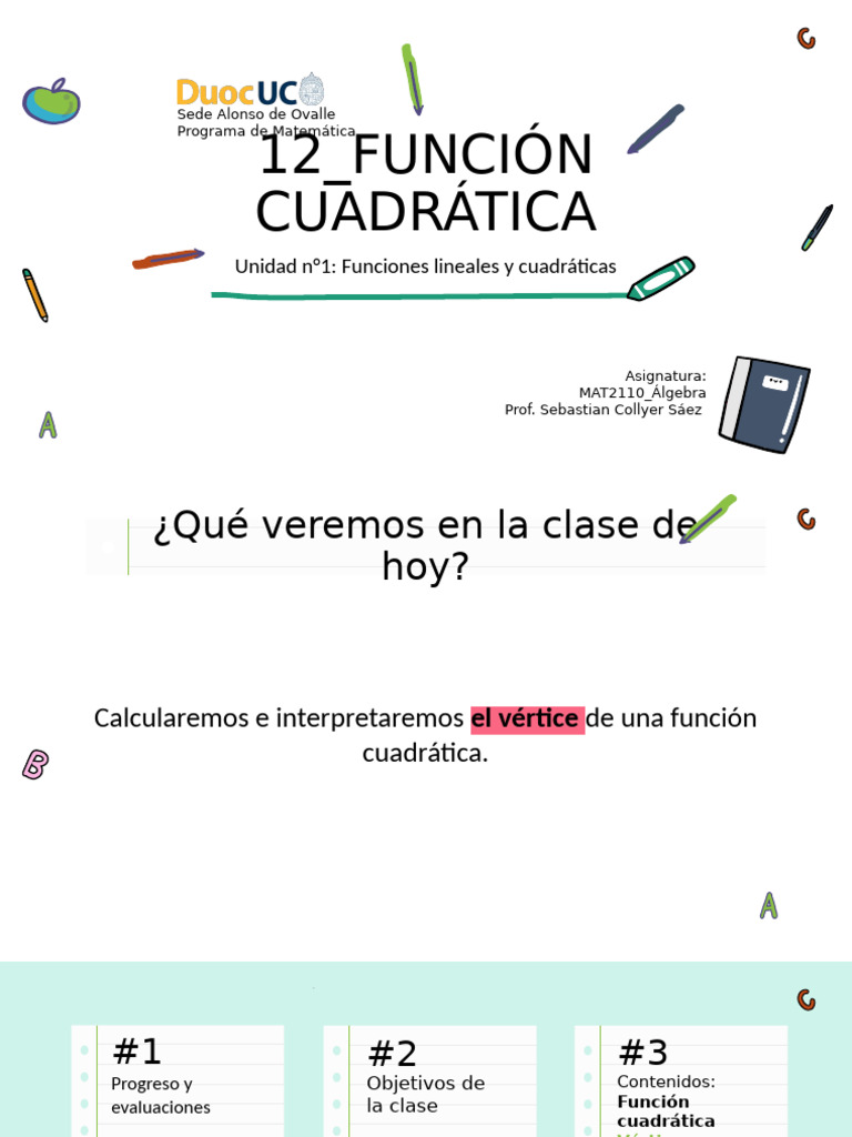 Vértice de Funciones Cuadráticas | PDF | Temperatura | Matemáticas