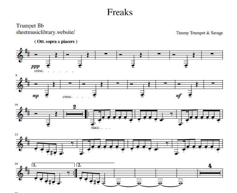 Timmy Trumpet Freaks (Trumpet BB) | PDF
