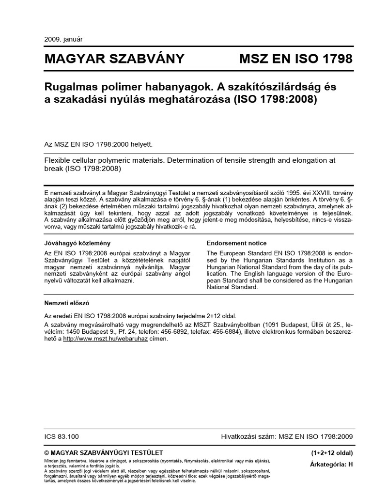 MSZ en Iso 1798 | PDF
