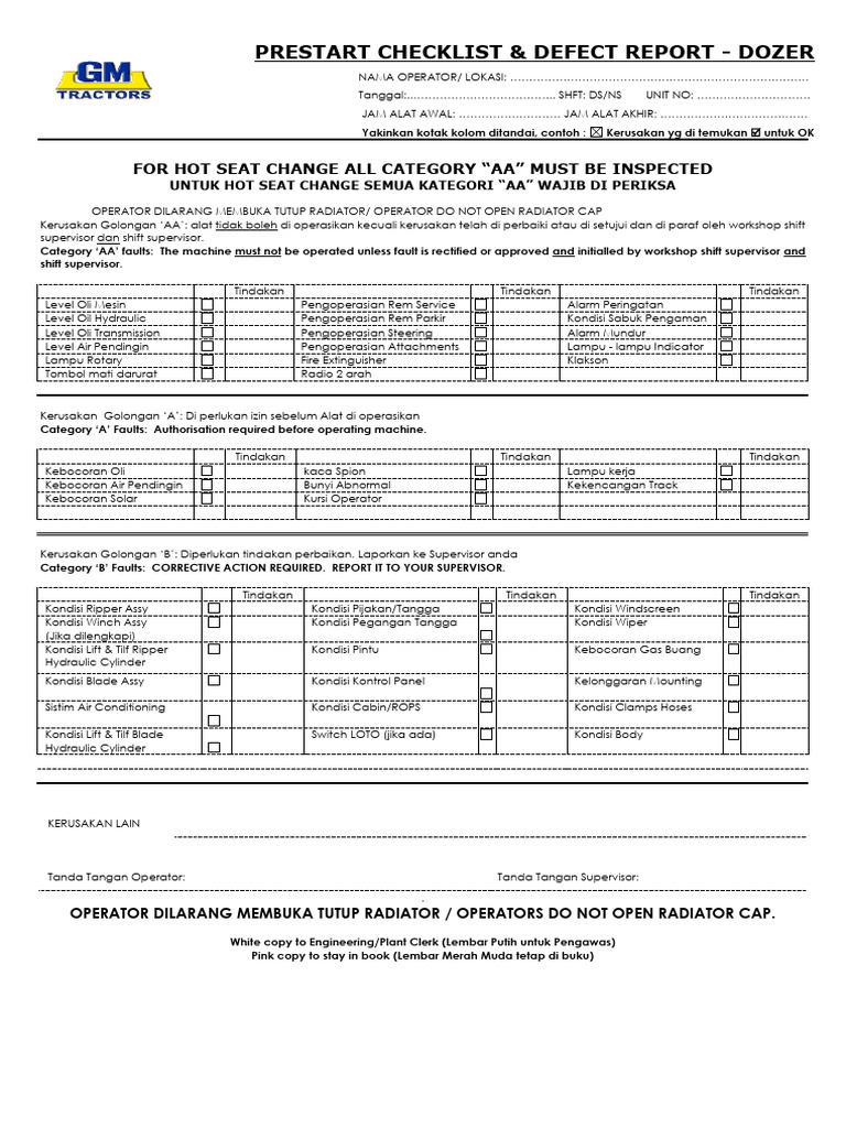 Fo GMT 009 Form p2h Dozer | PDF