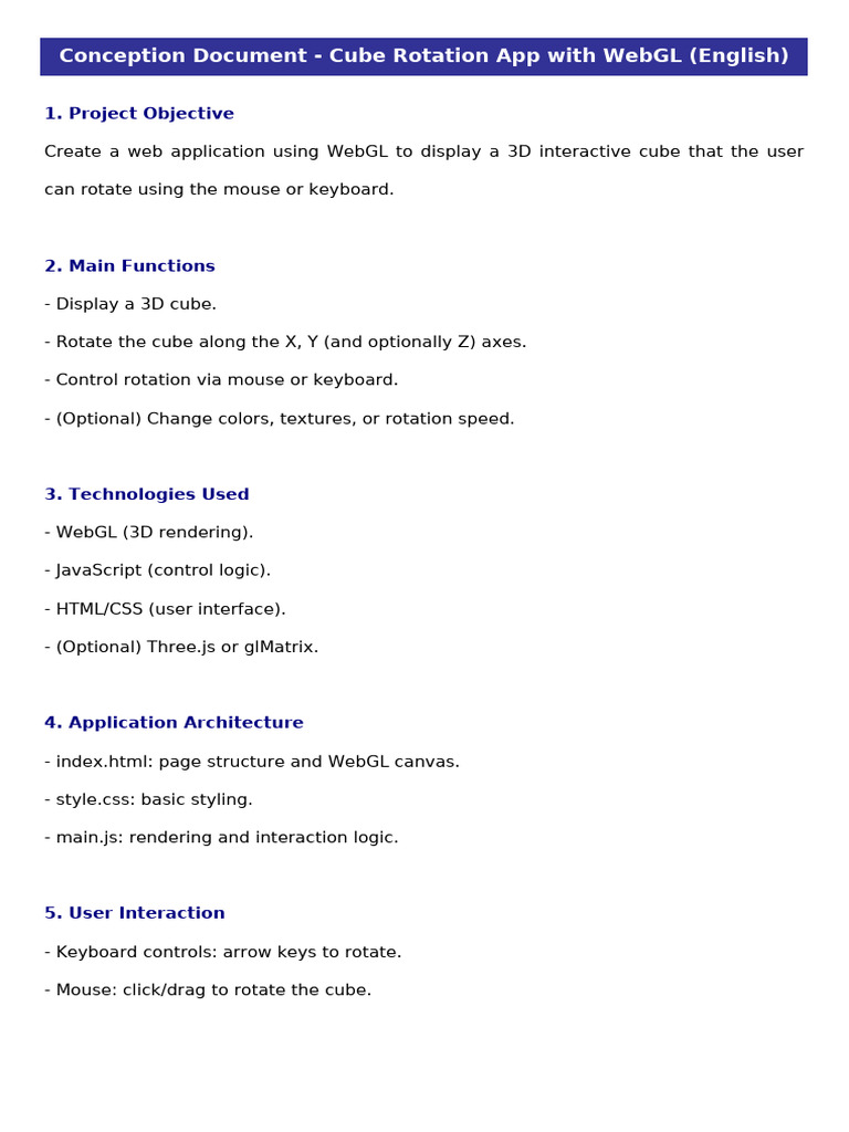 3D Cube Rotation App with WebGL | PDF