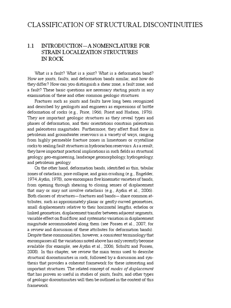 CLASSIFYING STRUCTURAL DISCONTINUITIES | PDF | Fracture | Fault (Geology)