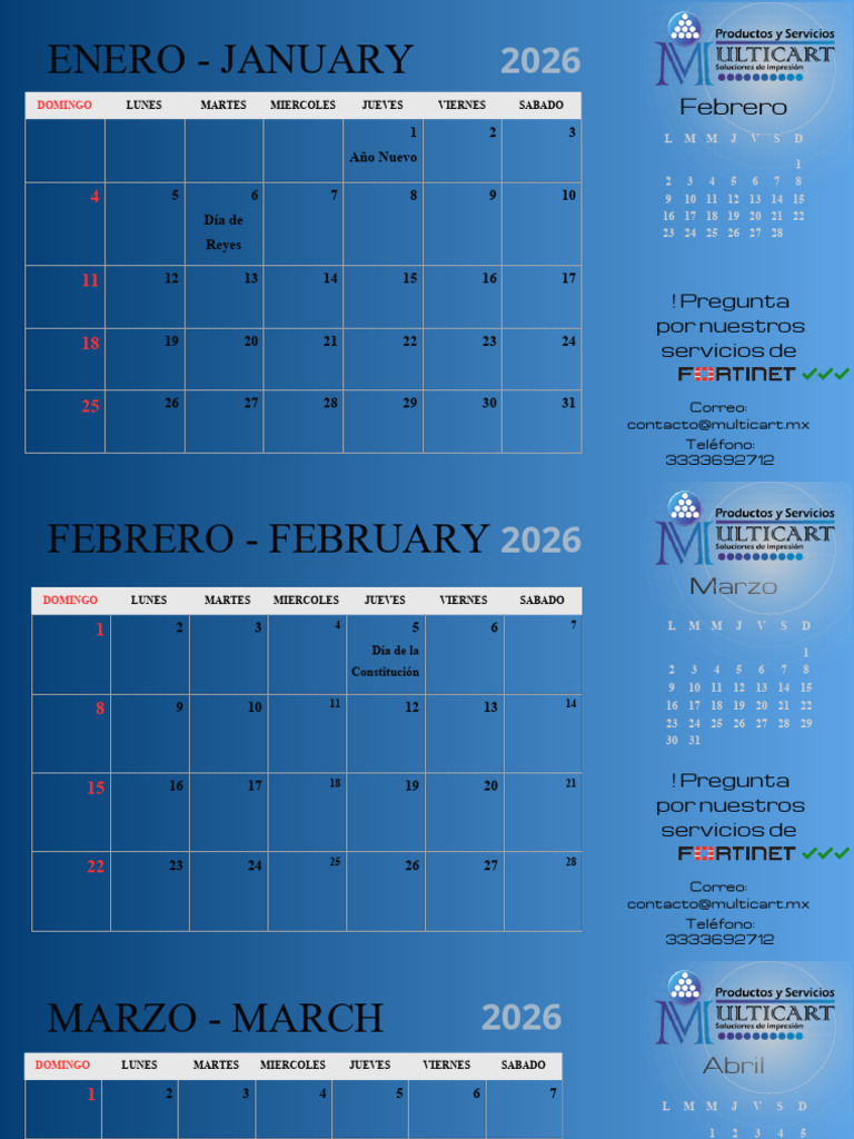 Calendario 2026: Festivos y Eventos | PDF