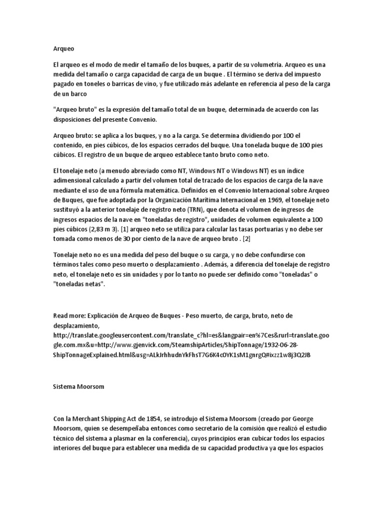 Arqueo de Buques: Bruto y Neto | PDF | Envío | Buques