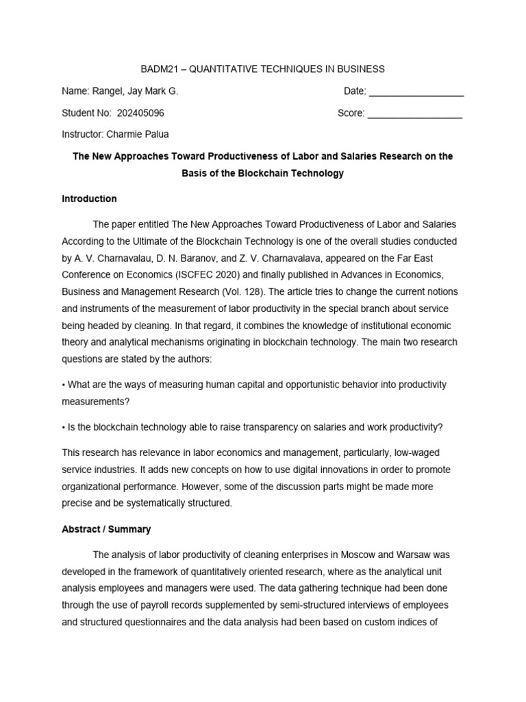 Rangel, Jay Mark g. (Badm21) Case Study | PDF | Methodology | Economics