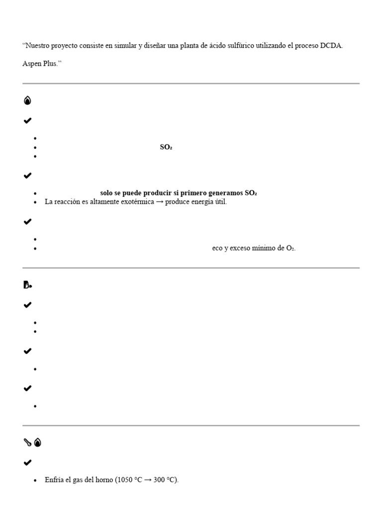 Diseño de Planta de Ácido Sulfúrico DCDA | PDF | Catálisis | Ácido ...