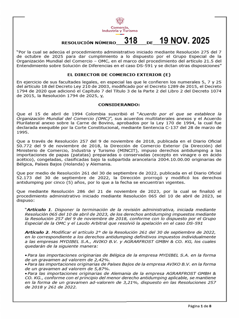 Resolucion-318-del-19-de-noviembre-de-2025 | PDF | Organización de ...