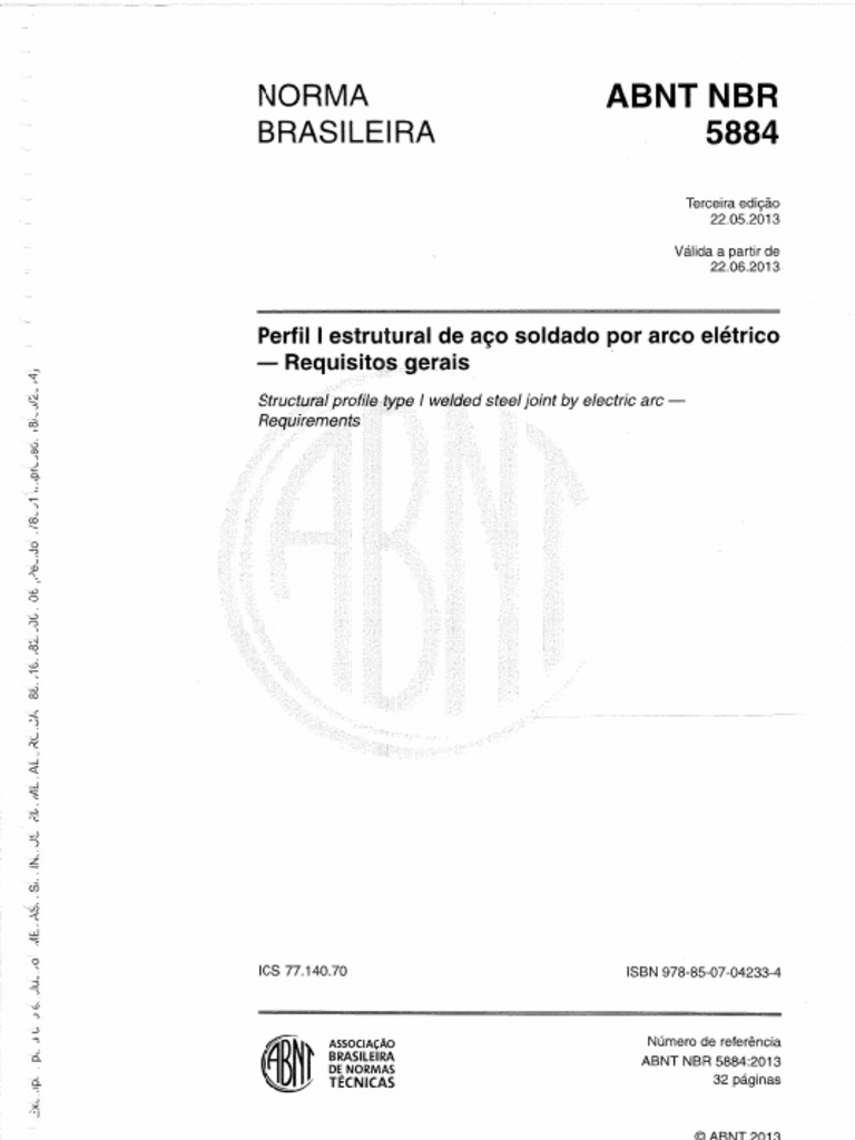 ABNT-NBR5884_Perfil I Estrutural de Aço Soldado Por Arco Elétrico ...