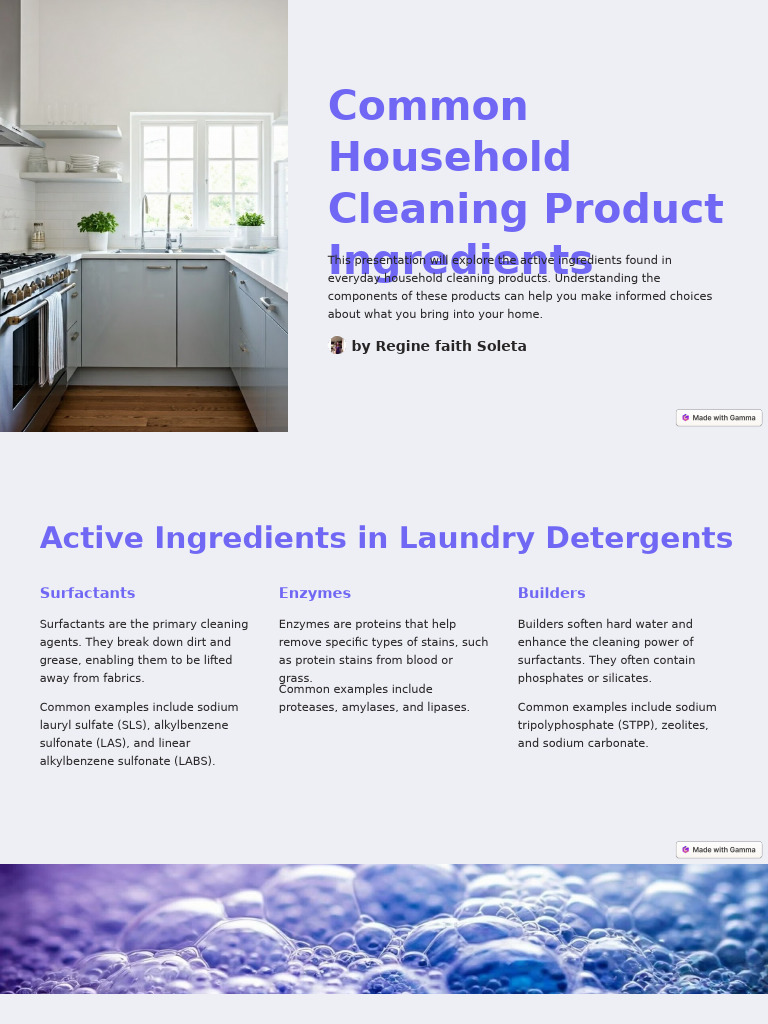 Common Household Cleaning Product Ingredients | PDF | Surfactant ...