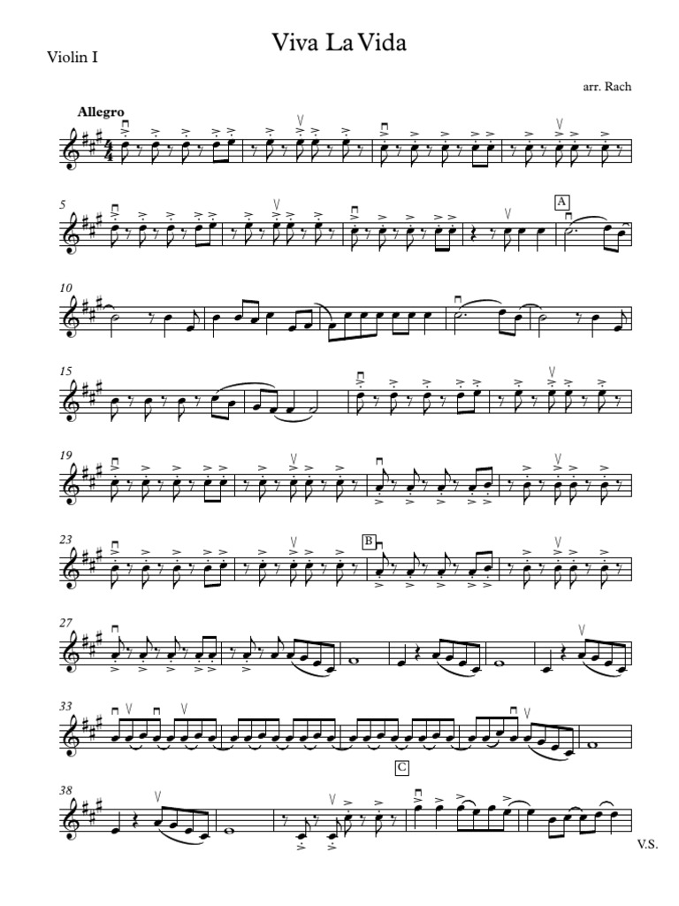 Viva La Vida - String Quartet Parts | PDF